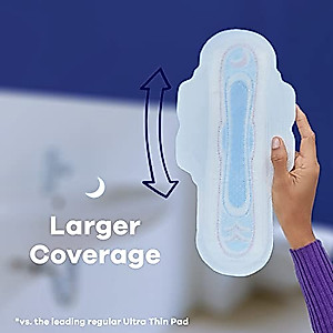 Always Ultra Thin Feminine Pads For Women, Size 5 Extra Heavy Overnight Absorbency, With Wings, Unscented, 24 Count