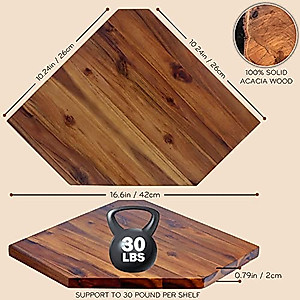 Demigo Corner Shelf Wall Mount, Set of 2 Solid Acacia Wood Floating Corner Shelf, Smooth - Durable - Attractive Corner Shelves for Bedroom Living Room Bathroom Kitchen