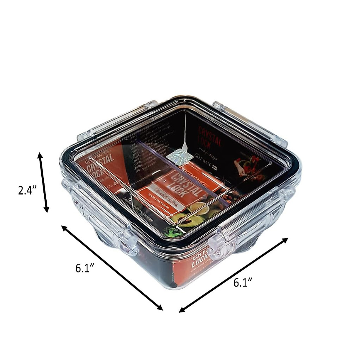 Airtight Food Storage Container with Lid(26.4 oz, 2 Removable Boxes) - Tritan 100% | BPA-Free | Candy and Nuts Organizer| Fruits, Vegetables, Snacks | Travel, Party and Picnic | Meal Prep| Lunch box