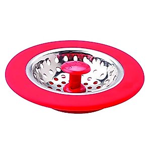 MSC International Black or Red Joie Kitchen Sink Stopper and Strainer Basket, Stainless Steel and Plastic