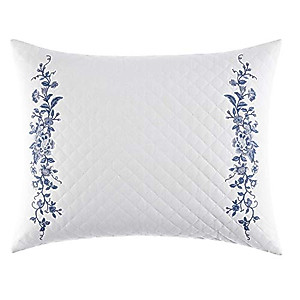 Laura Ashley Collection Perfect Decorative Throw Pillow, Premium Designer Quality, Decorative Pillow for Bedroom Living Room and Home Décor, 1 Count (Pack of 1), Charlotte Blue/White