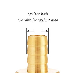 Uenede 2PCS Solid Brass 1/2" Barb x 3/4"GHT Female Garden Hose End Connector Splicer Mender Repair Fitting Include 2 Stainless Steel Clamps