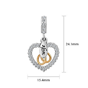 Chili Jewelry Heart Love Rings Charm for Wife Compatible With Pandora Charms Bracelets
