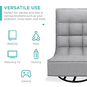 Best Choice Products Reclining Folding Floor Gaming Chair for Home, Office, Lounging, Reading w/ 360-Degree Swivel, 4 Adjustable Positions, Tufted Cushions - Gray