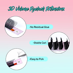 VAVALASH W-shaped Eyelash Extension 3D Premade Fans 0.07 C Curl Volume Lash Extensions Easy Fanning Lashes Matte Black Volume Premade W Lashes(W Shaped-3D-0.07-C-8-15mm）