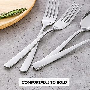 NETANY 16-Piece Forks and Spoons Silverware Set, 8 Dinner Forks and 8 Dinner Spoons, 18/8 Stainless Steel Flatware Cutlery Set, Mirror Polished, Dishwasher Safe