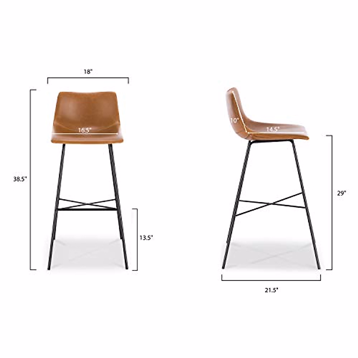 POLY & BARK Paxton 29” Bar Stool in Tan, Set of 3