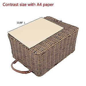 HDKJ PP Tube Storage Basket with handle,Rectangular storage basket,Decorative Home Storage Bins. (Brown, Large)