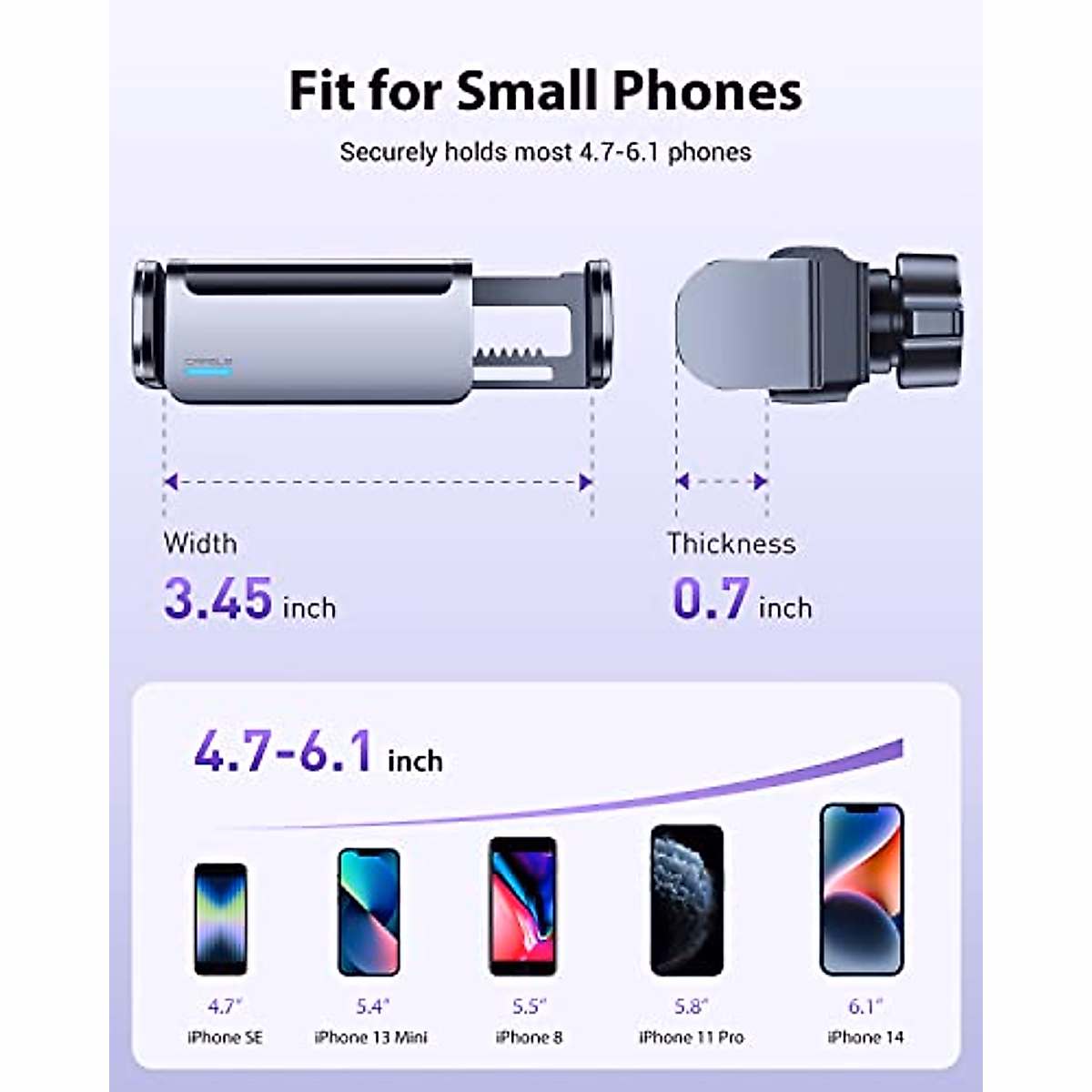 CAFELE Car Vent Phone Holder, [Firmly Grips Your Vent, Never Fall Off] Auto-Clamping Air Vent Phone Holder Car, Phone Mount Car Fit for iPhone 14 13 12 Mini Pro 11, SE(2020), XR, X, XS iPhone 8 7