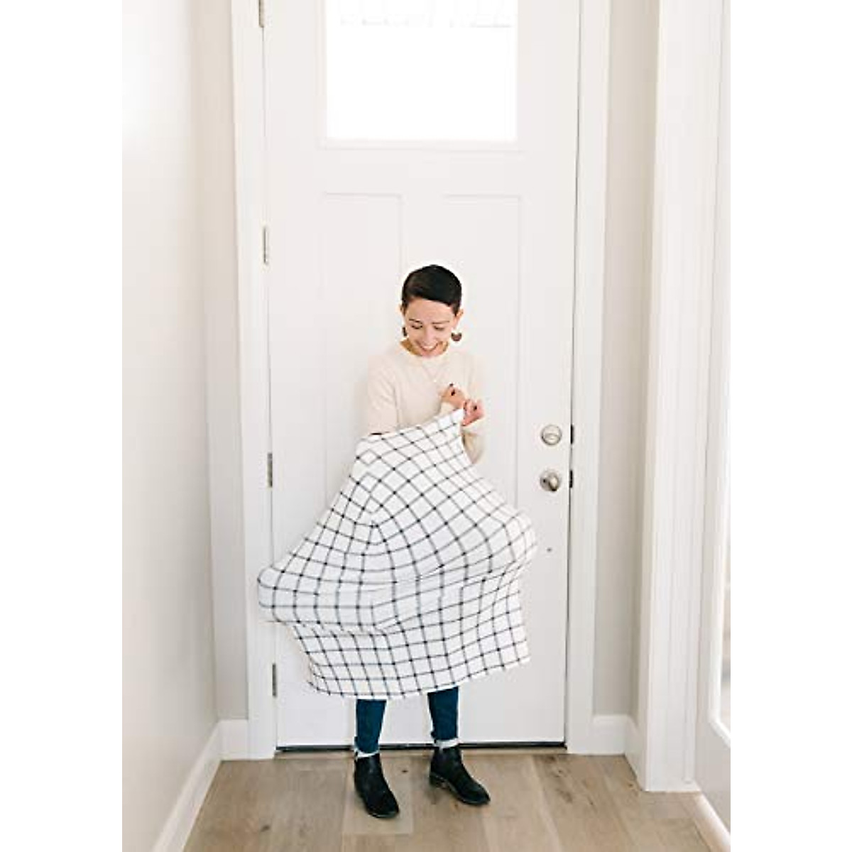 Baby Car Seat Cover Canopy and Nursing Cover Multi-Use Stretchy 5 in 1 Gift "Ledger" by Copper Pearl