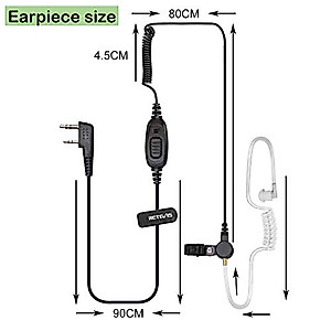 Retevis Security Covert Tube Two Way Radio Earpiece 2 Pin, Coil Tube, Compatible RT22 RT21 RT68 RT22S RT19 RT18 RT15 Baofeng UV-5R Walkie Talkies, Walkie Talkie Earpiece with Mic(1 Pack)