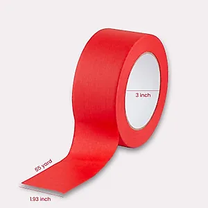 Lichamp Wide Red Painters Tape 2 inches, 1pc Medium Adhesive Red Masking Tape, 1.95 inches x 55 Yards