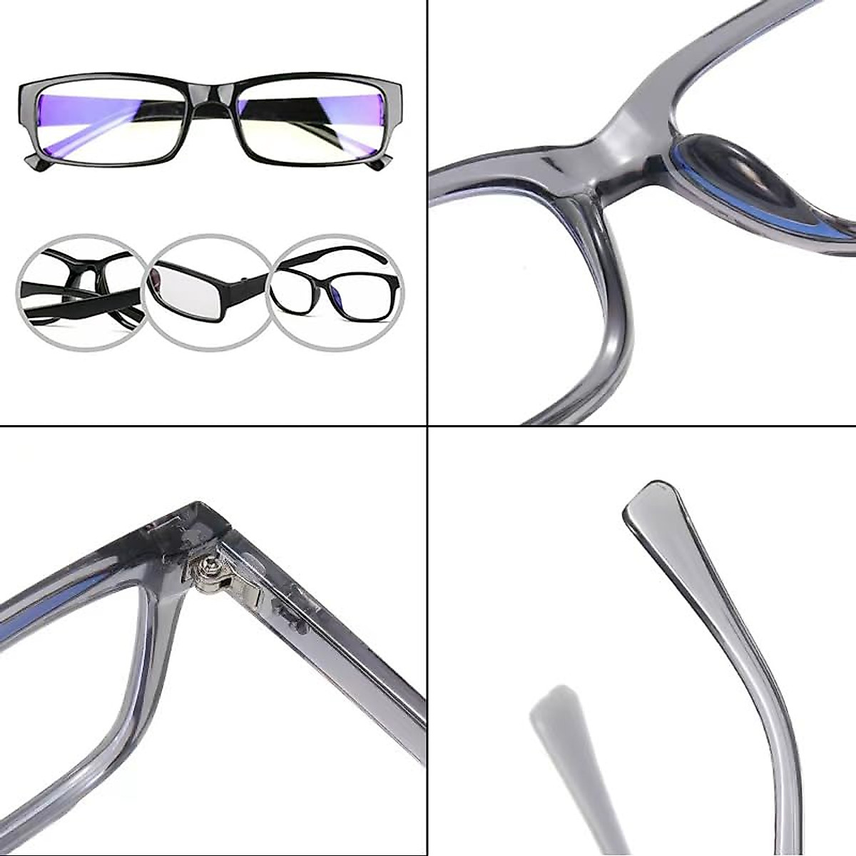 Voitead HD reading glasses men anti-blue light anti-fatigue fashion middle-aged and elderly glasses (2 Grey 1 Black, 2, multiplier_x)