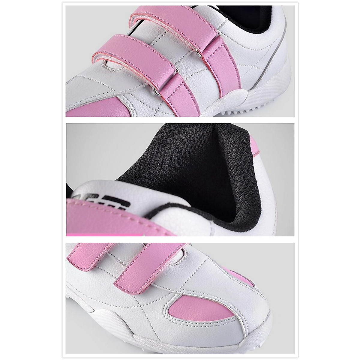 PGM Women's Golf Shoes Waterproof Spikeless with Hook and Loop Straps Pink