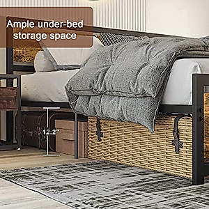 Pliwier Platform Queen Bed Frame, Heavy Duty Queen Size Bed Frame with Headboard and Footboard, Strong Steel Slat Support, No Box Spring Needed, Noise Free, Easy Assembly