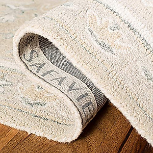 SAFAVIEH Micro-Loop Collection Area Rug - 8' x 10', Light Grey & Ivory, Handmade Medallion Wool, Ideal for High Traffic Areas in Living Room, Bedroom (MLP505F)