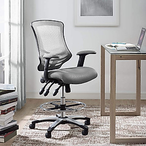 Modway Calibrate Mesh Drafting - Reception Desk Chair - Tall Office Chair in Gray