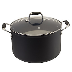 Ecolution Symphony Multipurpose Forged Reinforced Ergonomic Cool-Touch Silicone Handle, Dishwasher Safe, Nonstick, Stockpot - 8 Quart, Grey