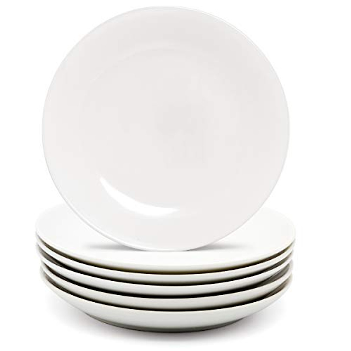 Miicol Durable Porcelain 6-Piece Dessert Plate Set, Elegant White Serving Plates (6-inch dessert plates)