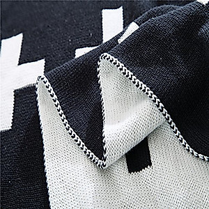 EsyDream Knitting Blanket Jacquard Soft Sofa Cover Baby Throw Blanket Warm,Black & White Cross Design,43x50inch (110x130cm)