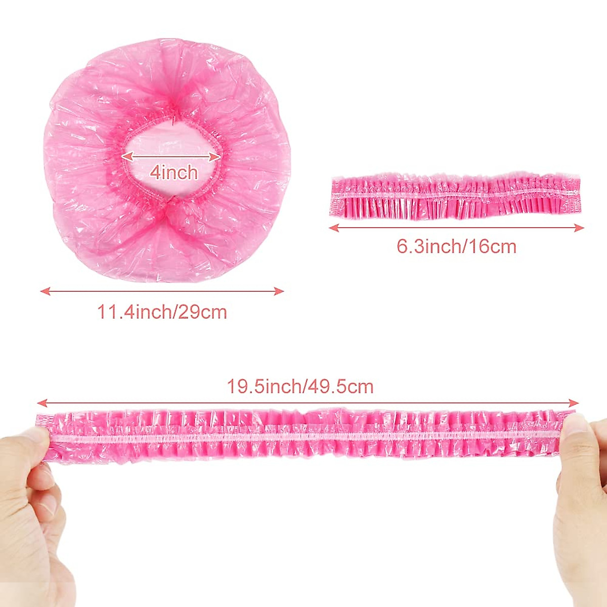 Shintop Disposable Shower Caps for Women,100 Packs Hair Caps Individually Wrapped with Large Elastic Bath Cap for Home, Hotel, Hair Salon and Spa (Pink)