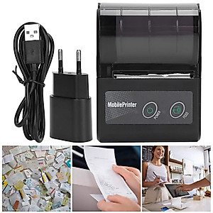 Zerodis Blue Tooth Thermal Receipt Printer Portable Ticket Pass Bill Mini Label Machine for MPT II 200dpi 3 5 inches sec for estaurant Sales Kitchen Retail (US Plug)