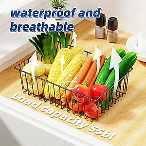 Simple Trending 6 Pack Large Wire Baskets for Organization, Metal Pantry Storage Baskets for Cabinet, Kitchen, Garage, Bathroom, Black