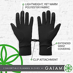 Gaiam Running Gloves Womens Convertible Mittens Touchscreen Compatible - Warm Winter Running Gear for Women - Walking, Running, Hiking, Biking/Cycling, Workout, Exercise/Fitness (L/XL)