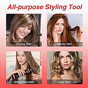 Beautimeter Hair Dryer Brush, 3-in-1 Round Hot Air Spin Brush Kit for Styling and Frizz Control, Negative Ionic Blow Hair Dryer Brush Volumizer, 2 Detachable Auto-Rotating Curling Brush, Black & Gold