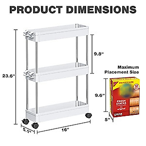 NOTHEIA Slim Storage Cart 3-Tier, Bathroom Organization Slide Out Cart, Laundry Organization and Storage Utility Cart, Snack Cart with Wheels Thin Space Solutions, White