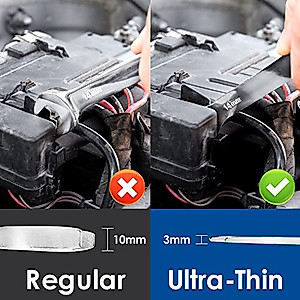 YIYEIE 18pcs Super-Thin Open End Wrench Set, Metric & SAE, 5.5mm to 27mm, 1/4" to 1-1/16", CR-V Steel with Mirror Finish, Ultra-Slim Wrench Set with Rolling Pouch