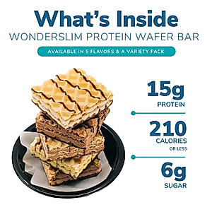 WonderSlim Protein Wafer Snack Bar, Vanilla, 200 Calories, 15g Protein, 0mg Cholesterol (5ct)