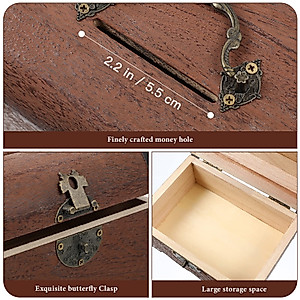 VICASKY Wooden Treasure Chest Box, Vintage Wooden Treasure Chest, Retro Wooden Treasure Chest Storage Box, Wood Treasure Organizer Coin Box Piggy Bank with Lock & Keys