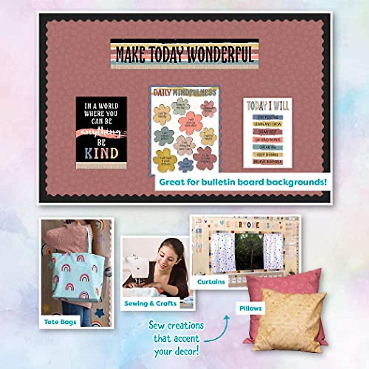 Wonderfully Wild Deep Rose Creative Class Fabric for Classroom Bulletin Boards, Pillows, Curtains, and Crafts