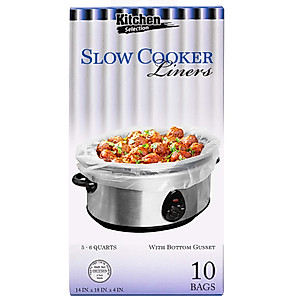 Party Bargains 10 Bags Slow Cooker Liners - Fits 5-6 Quarts, 18 x 4 x 14 Inches, 4" Wide Gusset, Large Crock Pot Liners, Multi Use Cooking Bags, Sous Vide