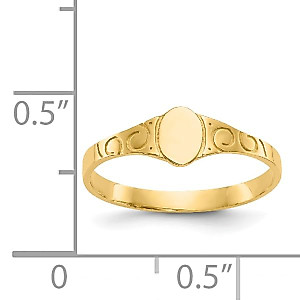 IceCarats 14K Yellow Gold Oval Custom Engraved Signet Ring Handmade Personalized Monogram Initial Letter Band Size 3