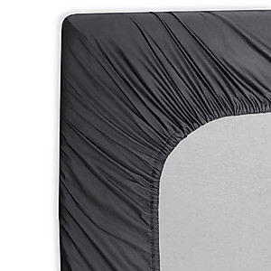 BLC Microfiber Twin Size Fitted Sheet, Pack of 1, 1800 TC Double Brushed Breathable & Cooling Sheet with 15" Deep Pocket, Wrinkle Free - Comfy – Dark Grey Bed Sheet