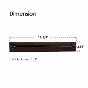 Kingmate 2-Pack Hat Rack for Wall Baseball Cap Organizer Hanger with 20 Hooks & 10 Clips, Wood & Solid Metal Rust-Proof - Black