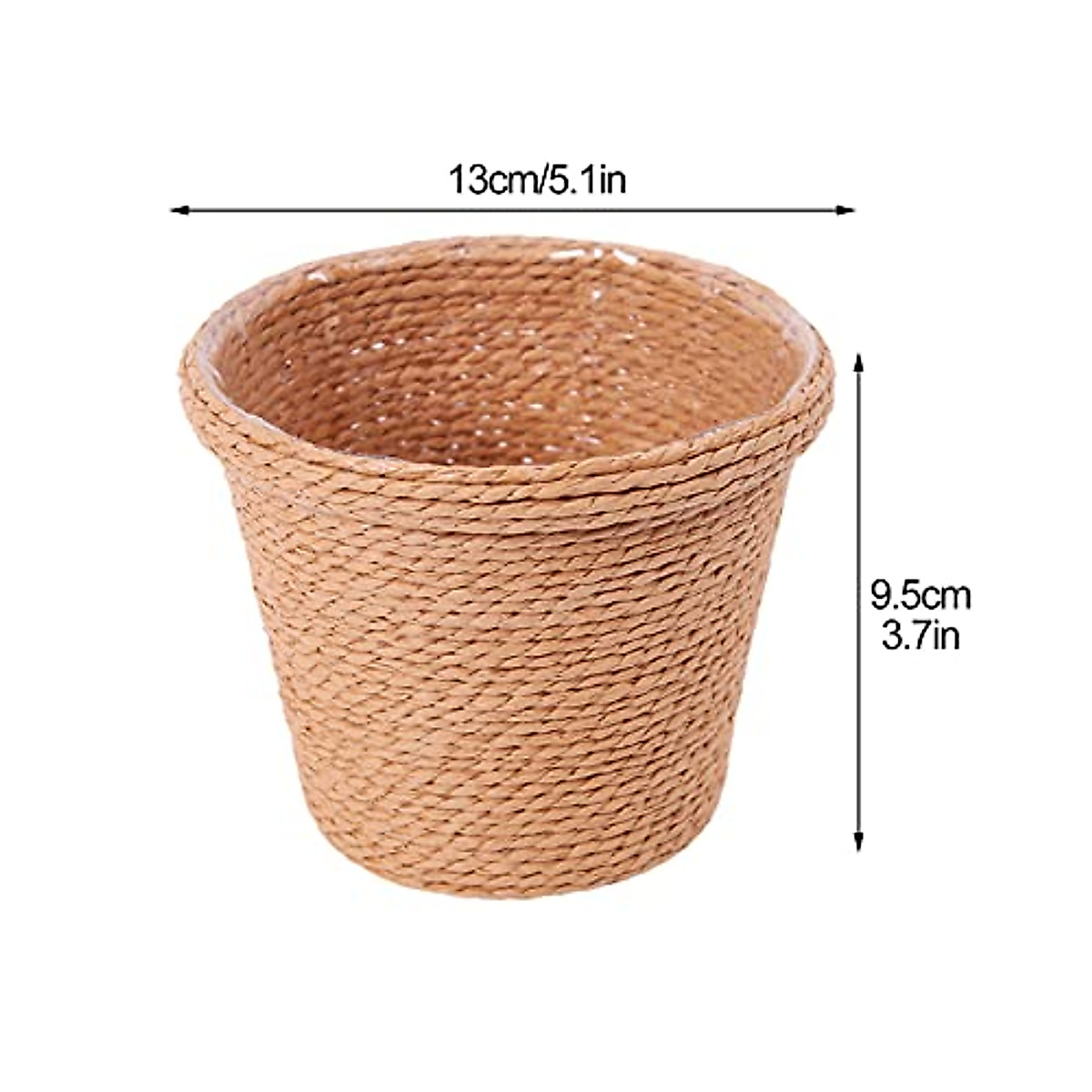 WYSRJ 2Pcs Rattan Waste Basket Bin, Handwoven Rattan Storage Baskets with Liner, Woven Basket Trash Can Bathroom Garbage Container Bin for Bedroom Laundry Room or Kitchen