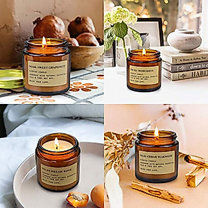 YFYTRE 4 Pack Scented Candle Set Soy Wax, Aromatherapy Candles for Home Decoration, Jar Candles Gift for Women with Amber Glass Jars and Kraft Wrapping
