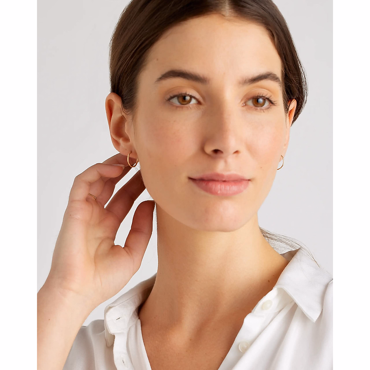 14K Gold Hoop Earrings for Women, Small Gold Hoop Earrings, Hypoallergenic and Lightweight Gold Huggie Earrings (12mm)