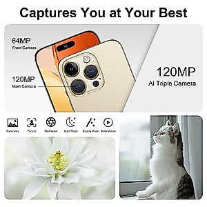 ExAchat A14 Pro Max 5G Unlocked Smartphone 200MP Camera 7.3" FHD+ Display 120HzD 6GB+128GB/1TB Cell Phones Unlocked Expandable 8000mAh Dual SIM/GPS/Fingerprint/Face ID