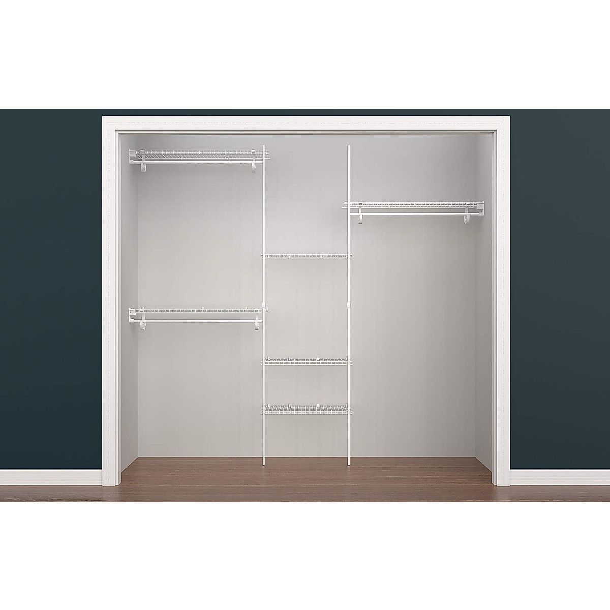ClosetMaid 5 Ft. to 8 Ft. SuperSlide 6-Shelf Closet Organizer Kit, White, 5636