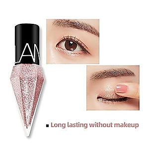 Go Ho Glitter Liquid Eyeliner Colorful Set,5 Colors Metallic Shimmer White Silver Gold Diamond Eye Liner,Glitter Eyeliner Make up,Waterproof Long Lasting Glow Sparkle Eye Makeup