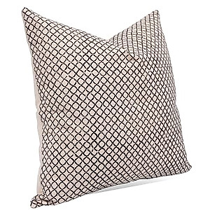 Fabritual Handloom Block Print Duck Canvas 20X20 Inch Throw Pillow Case Cushion Cover for Sofa, Couch and Bed, Fall Decoration, Farmhouse, Outdoor, Living Room, Home Décor, Kabutar Jaal, Black