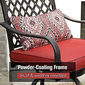 PHI VILLA Patio Stools Set of 4 with Red Cushions,Outdoor Metal Swivel Bar Height Chairs for Home Patio, Back Yard, Cafes, Bistro, Restaurants and Chic Bars