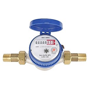 Cold Water Meter, 1/2 inch Thread Water Meter with Fittings and A Protective Cover for Garden and Home Usage