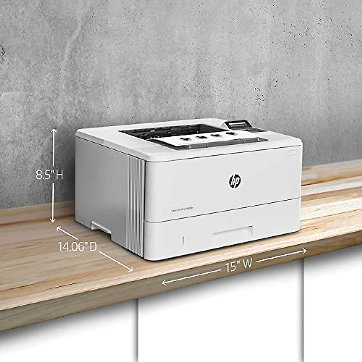HP Laserjet Pro M404n Black and White Single-Function Wired Laser Printer, White - Print only - 2-line LCD Display, 40 ppm, 4800 x 600 dpi, Ethernet, Hi-Speed USB, Cbmoun Printer_Cable