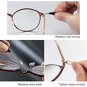 bayite Eyeglass Repair Kit Sunglass Glasses Repair Kit with Screws Assorted Tweezers Screwdriver Nuts Stainless Steel Screws Tool for Watch 1000Pcs