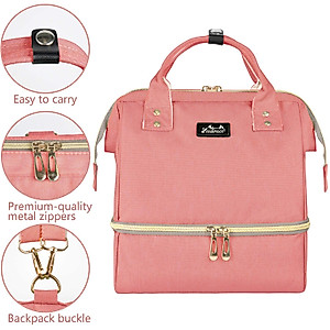 Viedouce Nappy Backpack, Changing Nappy Bag, Lunch Bag Insulated, Picnic Bag for Travel, Waterproof Oxford Baby Travel Diaper Mummy Bag Backpack with Charging Port (Pink 8L)